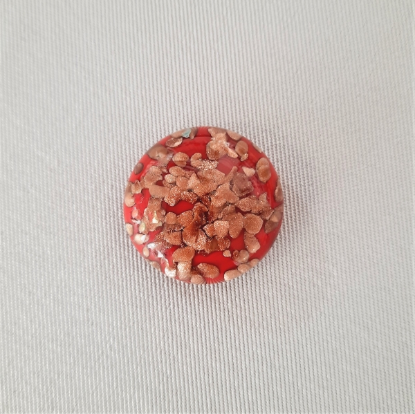 Perle Rouge pailletée cuivrée A visser - Les Perles de Mélina